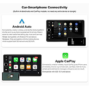 Joying 7" Single Din Car Stereo Android 10.0 Head Unit Touch Screen Car Radio Support Bluetooth 5.1/Carplay/Android Auto/5G WiFi/Subwoofer Output/Audio Out/Video in