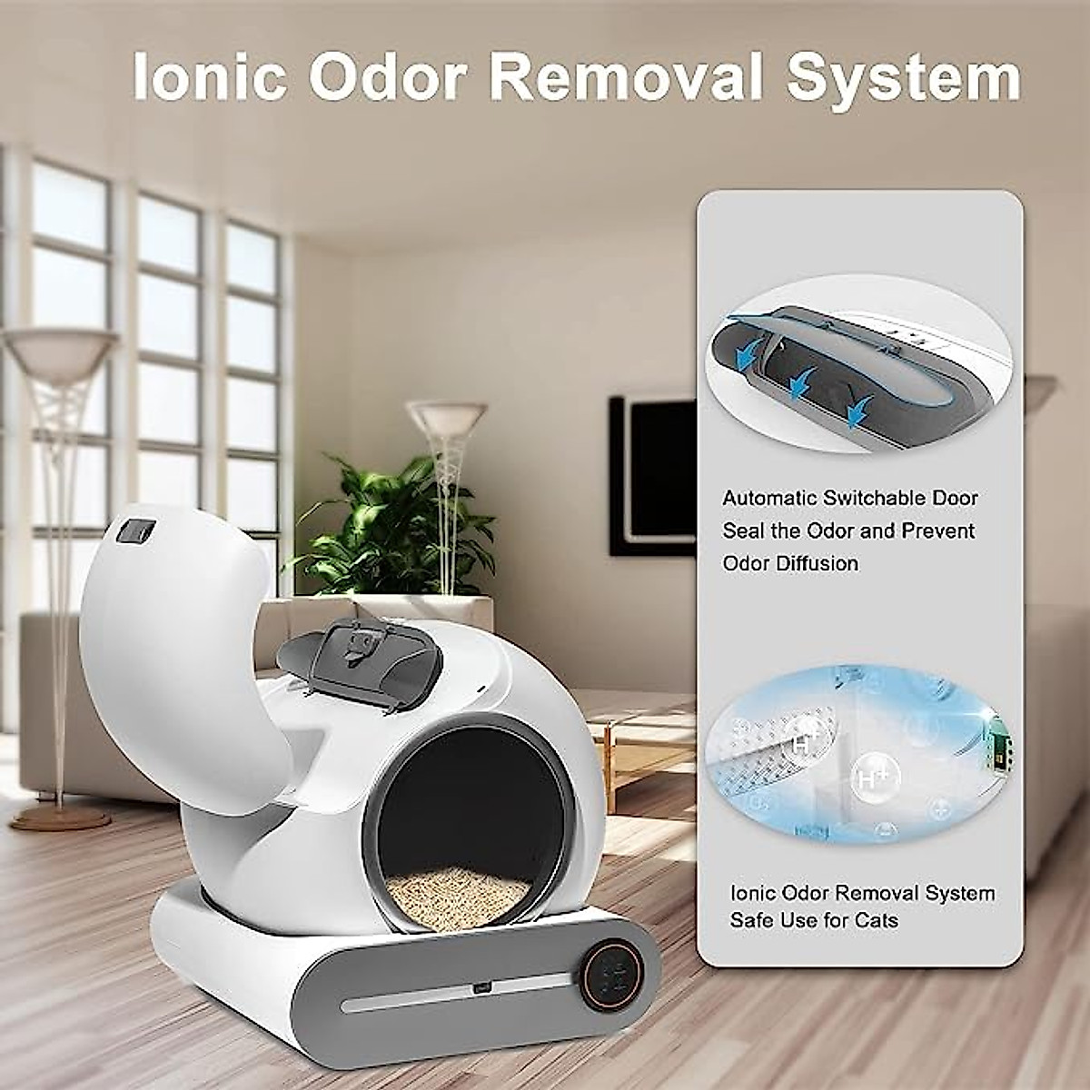 Self Cleaning Cat Litter Box, Automatic cat Litter Box, 65L + 9L Cat Litter Cleaning Robot, App Control