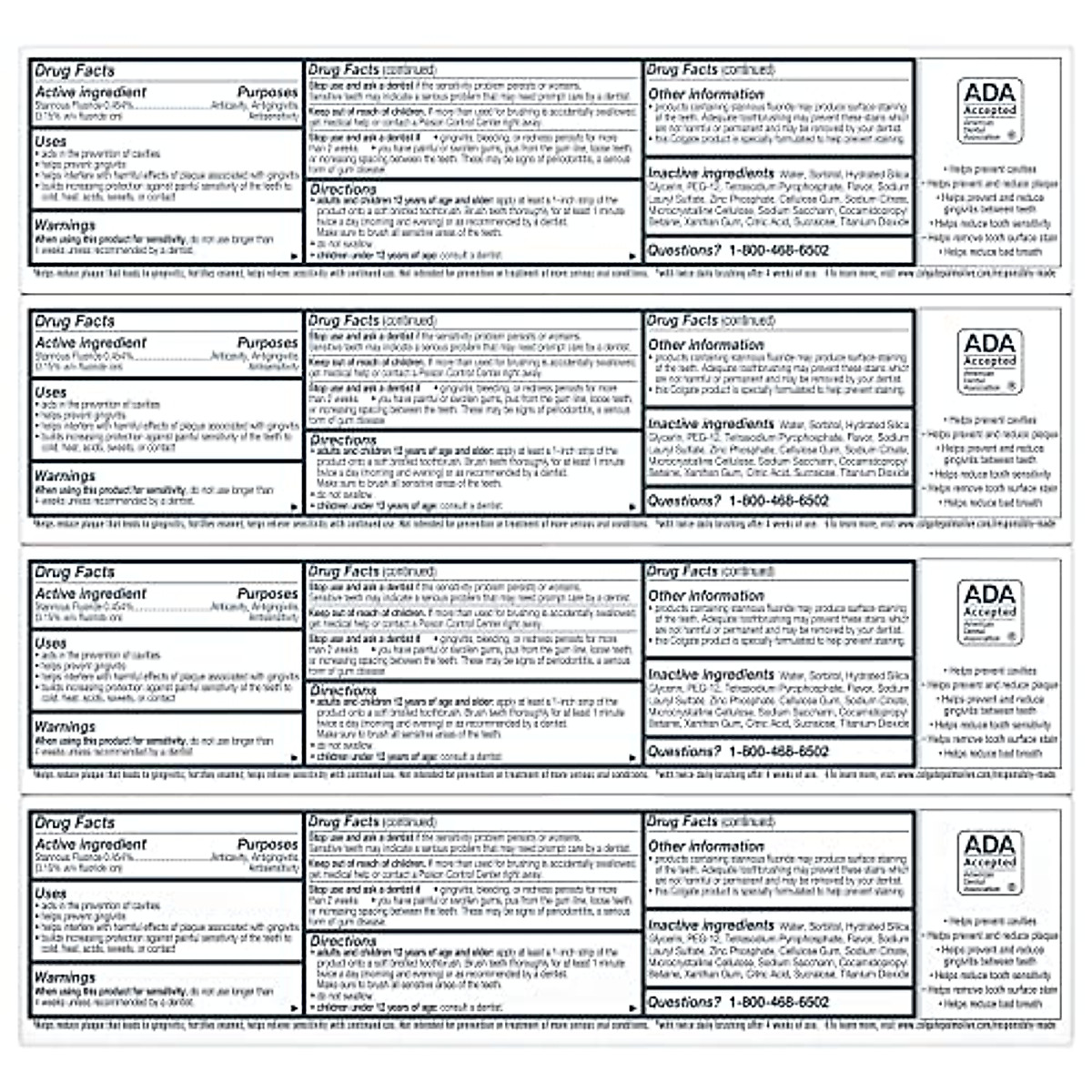 Colgate Total Whitening Toothpaste, 10 Benefits, No Trade-Offs, Freshens Breath, Whitens Teeth and Provides Sensitivity Relief, Mint Flavor, 4 Pack, 5.1 Oz Tubes