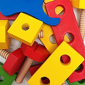 GeekHouse Tool Kit for Kids, Wooden Tool Set for Toddlers, Construction Tool Box Toy for Age 3+ Year Olds