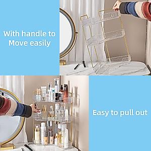 JSMKJ Makeup Organizer, 3 Tier Bathroom Organizer for Perfumes and Makeups,Skincare,Toiletries ect Multifunctional Organizer Rack for Dresser, Bedroom, Living Room, Bathroom (Transparent(3Tier))