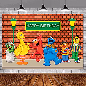 chaungda Sesame Street Photography Backdrop Photograph Studio Baby Shower Birthday Party Banner Supplies Party Supplies Background Decoration Photo booth Props 5x3ft (zf-tj122-5x3ft-fba)