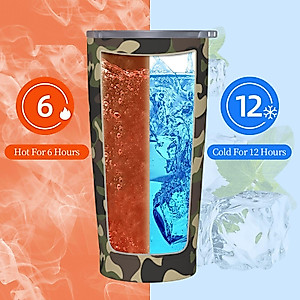 Worltoldb Camo 20oz Insulated Stainless Steel Tumbler With Lids And Straws Stainless Steel Double Wall Vacuum Insulated Travel Coffee Mug Leak-Proof Lid & Flip Lid For Hot And Cold Drinks