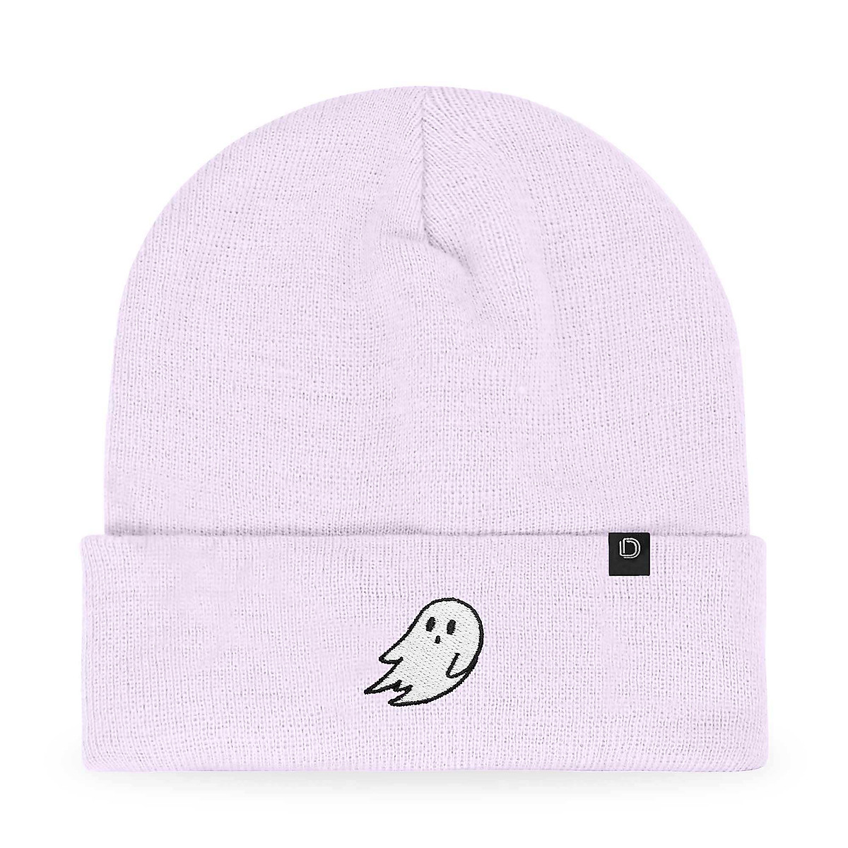 DALIX Embroidered Ghost Beanie Cap Cuffed Knit Hat Women in Lavender