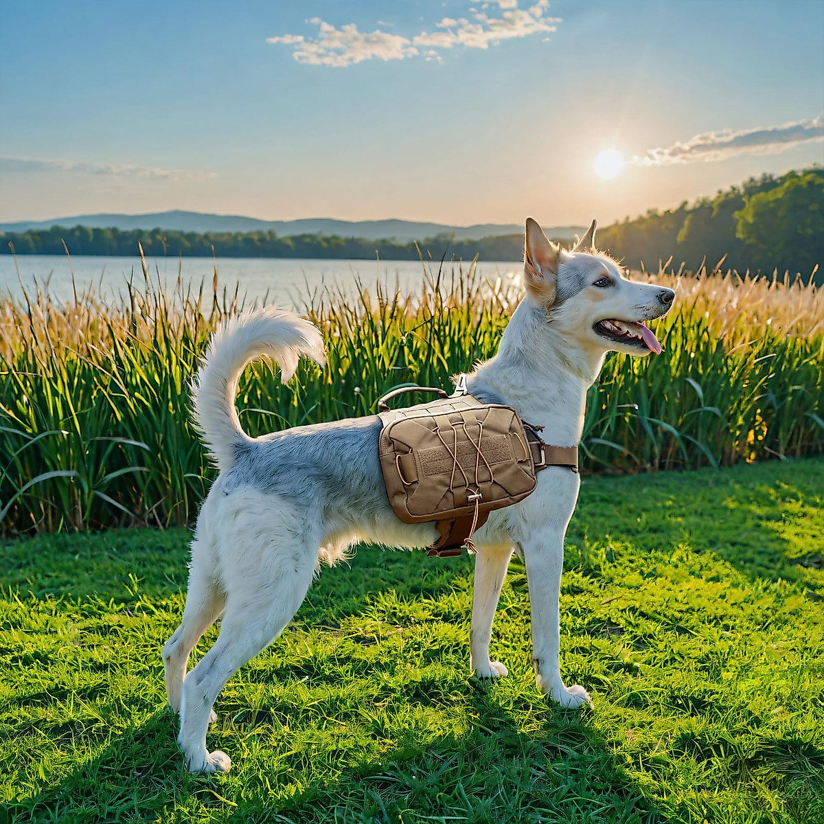 EXCELLENT ELITE SPANKER Dog Pack Hound Dog Saddle Bag Backpack for Travel Camping Hiking Medium & Large Dog with 2 Capacious Side Pockets(RGN-L)