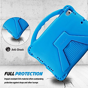 ProCase Kid Case for iPad 9.7 6th 5th 2017 2018/ iPad Air 2 Air 1/ iPad Pro 9.7 2016 for Boys Girls, Shockproof Lightweight Rugged Cover Full Protective Case with Handle Kickstand -Blue