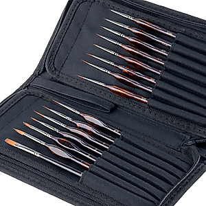 Transon Artist Detail Paint Brushes with Case 15pces for Model Miniature Painting