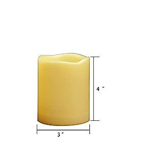 Waterproof Outdoor Battery Operated Flameless Candles with Cycling Timer, Realistic Flickering Plastic Fake Electric LED Pillar Lights for Garden Wedding Party Halloween Christmas Decor 3x4 Inches