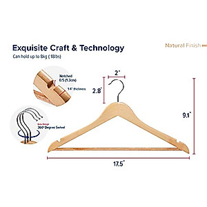 HOUSE DAY Wooden Hangers 20 Pack Wood Clothes Hangers Smooth Finish Wooden Coat Hangers for Closet Heavy Duty Hangers Solid Wood Hangers Suit Hangers for Clothes, Jacket, Shirt, Tank Top, Dress