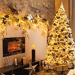 JMEXSUSS 33ft 100 LED Warm White String Lights Indoor, 8 Modes Bedroom Christmas Lights Indoor Clear Wire, Plug-in Christmas String Lights Outdoor Waterproof for Wedding Room Party Christmas