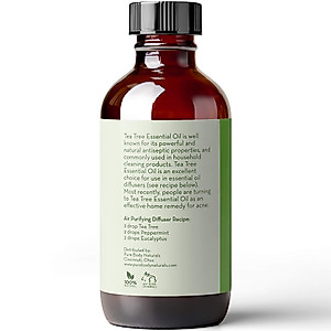 Pure Body Naturals Tea Tree Essential Oil, 4 Fl Oz with Dropper - Undiluted Therapeutic Grade for Your Face, Skin, Hair and Diffuser - 100% Pure Melaleuca Oil for Acne, Toenails