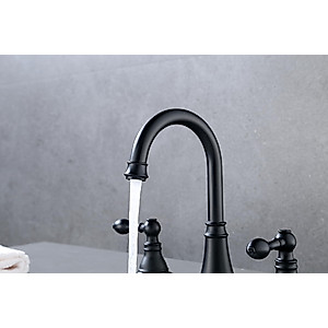Derengge Matte Black Bathroom Sink Faucet,3 Hole Two Handle Bathroom Faucet with Pop up Drain, 8 Inch Widespread Bathroom Faucet for Bathroom Sink Vanity RV Farmhouse Sink,LF-0285-MT