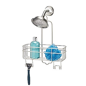 iDesign InterDesign Hanging Organizer with Swivel Hook and Storage Basket for Bathroom Matte Satin Euro Shower Caddy
