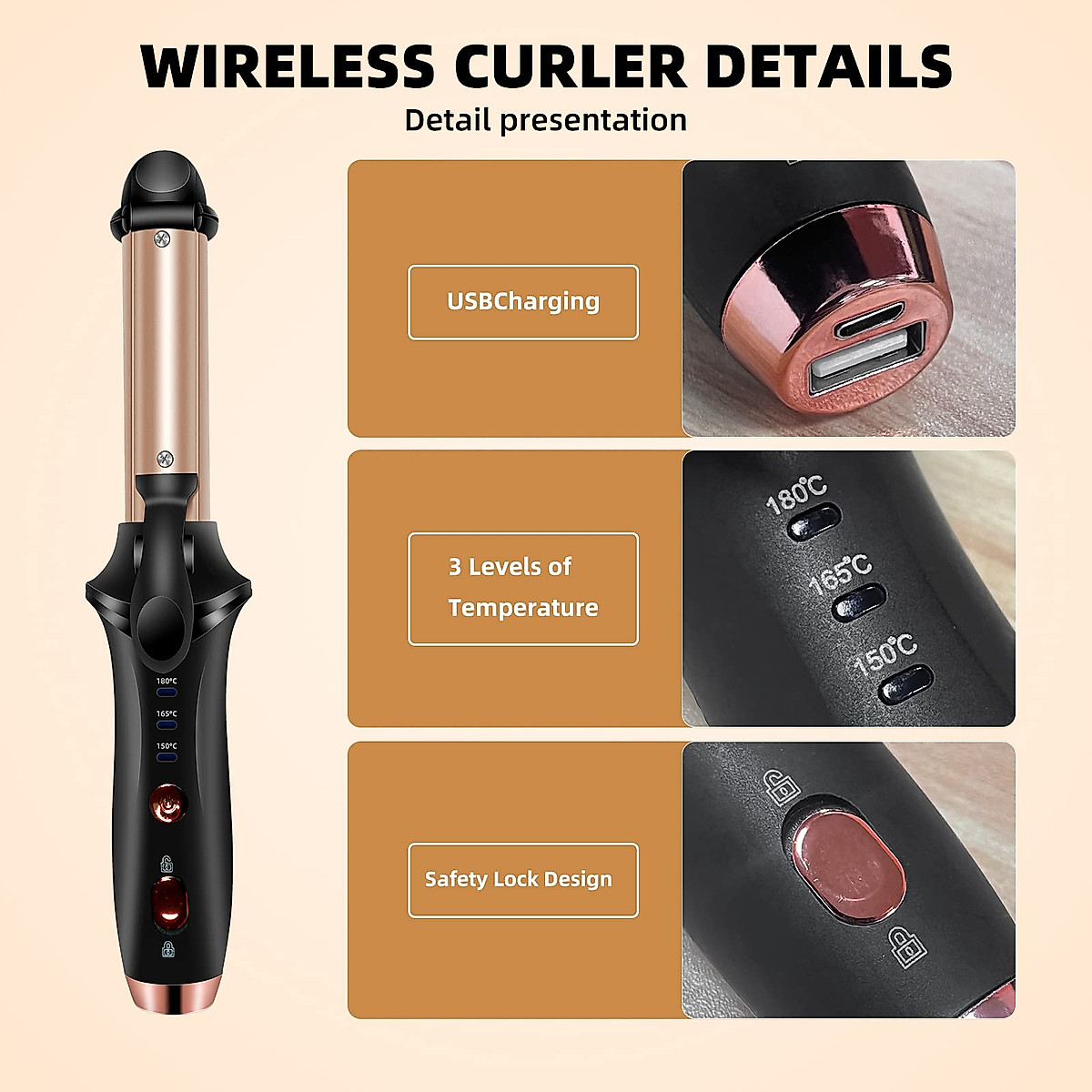 Cordless Curling Iron Rechargeable, Portable Mini Curling Iron, Travel 4000mAh USB Ceramic Cordless Curling Wand, Mini Flat Iron 3 Temp, Hair Curlers for Short Hair,Hair Straightener and Curler 2 in 1
