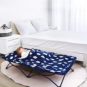 Nap Mat with Pillow and Fleece Blanket for Regalo My Cot/Joovy Travel Cot, Super Soft & Skin Friendly, Perfect Kids Sleeping Mats/Sleeping Bag for Preschool Daycare Boys and Girls, Navy
