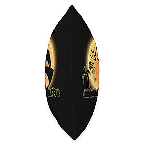 Akita Inu Dog Scary Halloween Costume Akita Inu Dog Scary and Moon Funny Puppy Halloween Costume Throw Pillow, 18x18, Multicolor