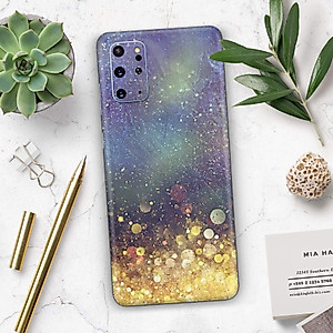 DesignSkinz Unfocused Multicolor Gold Sparkle Protective Vinyl Decal Wrap Skin Cover Compatible with The Samsung Galaxy S20 (Screen Trim & Back Glass Skin)