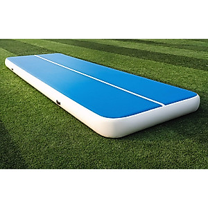 INFUNTABLE Inflatable Gymnastic Air Tumbling Practice Track Floor 10ft 13ft 16ft 20ft Exercise Mat With Pump 8In Thickness For Outdoor Yoga Training Cheerleading Beach Home Use (P2-Blue, 13ft x 6ft x 8in (4mx1.8mx0.2m))