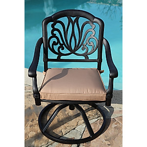 GrandPatioFurniture.com CBM Patio Elisabeth Collection Cast Aluminum 9 Piece Dining Set with 8 Swivel Rockers SH211-8S CBM1290