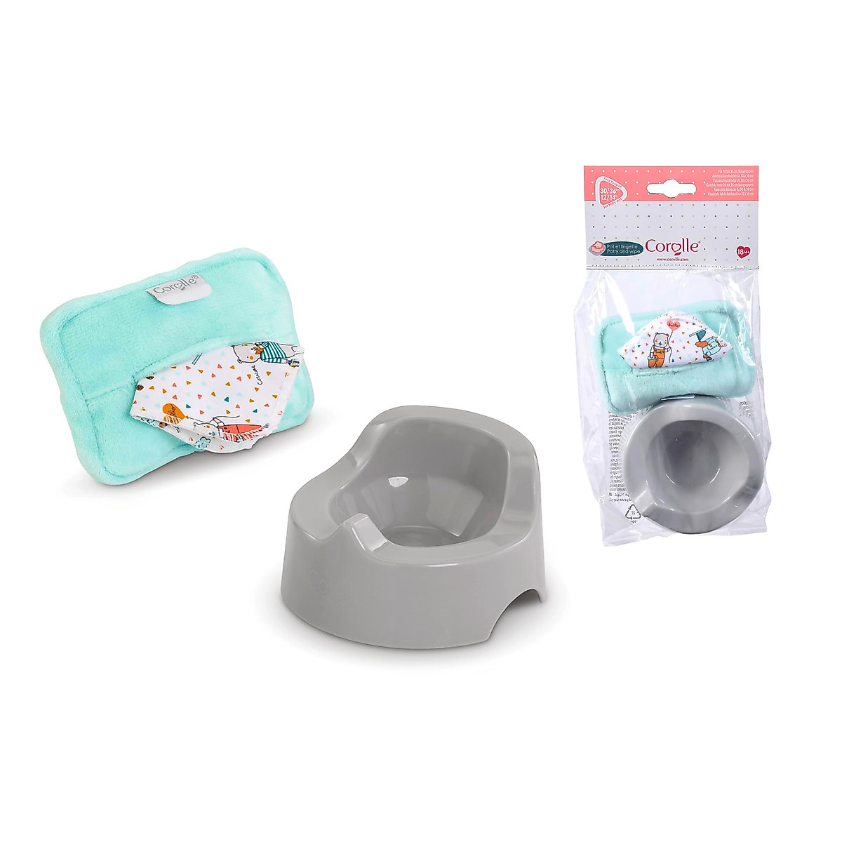 Corolle Potty and Wipe Baby Doll Accessory Set - for 12" Baby Dolls