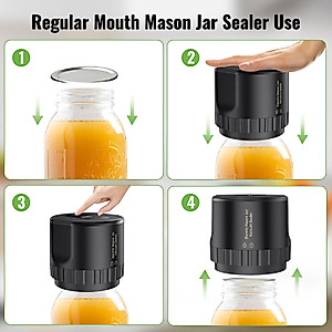Kakdsoip Electric Mason Jar Vacuum Sealer Kit Upgrade to Auto-Stop Mason Jar Vacuum Sealer for Regular Mouth and Wide Mouth Mason Jars