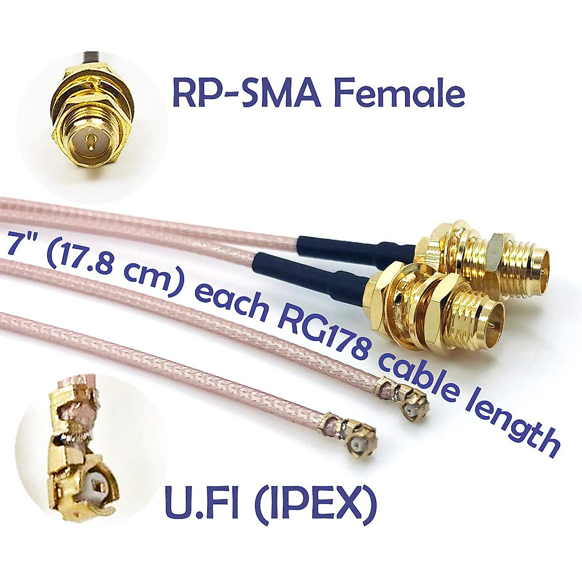 Set of 2 Omni-Directional Wi-Fi Long Range Dual Band 9 Dbi Antenna 2.4/5Ghz 802.11n/b/g and 2 RF U.FL Mini PCI to RP-SMA Female Pigtail Antenna Wi-Fi Cable (Kit for Routers, mini PCIe Cards)
