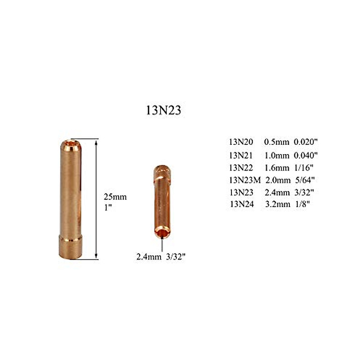 RIVERWELD TIG Collets 13N23 (3/32" & 2.4mm Orifice) Fit DB PTA SR WP 9 20 25 TIG Welding Torch 10pk