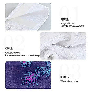 WELLDAY 2 Pcs Hanging Hand Towels Soft Absorbent Purple Chinese Dragon Towel for Kitchen Bathroom