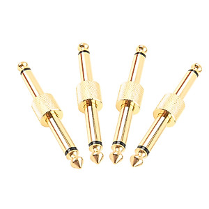 Devinal Professional Guitar Pedal Coupler, 1/4 inch TS Guitar Effects Pedal to Pedal Connector Straight Type, Gold Planted (4 Pack)