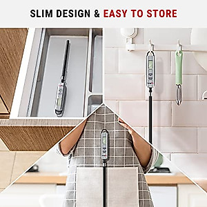 TempPro E16 Digital Meat Thermometer Instant Read Cooking Food Thermometer with Long Probe for BBQ Grill Smoker Oven Deep Fry Candy Kitchen Thermometer, Silver