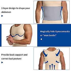 GSKS Mens Body Shaper Compression Tank Top Slimming Shapewear Abdomen Undershirts