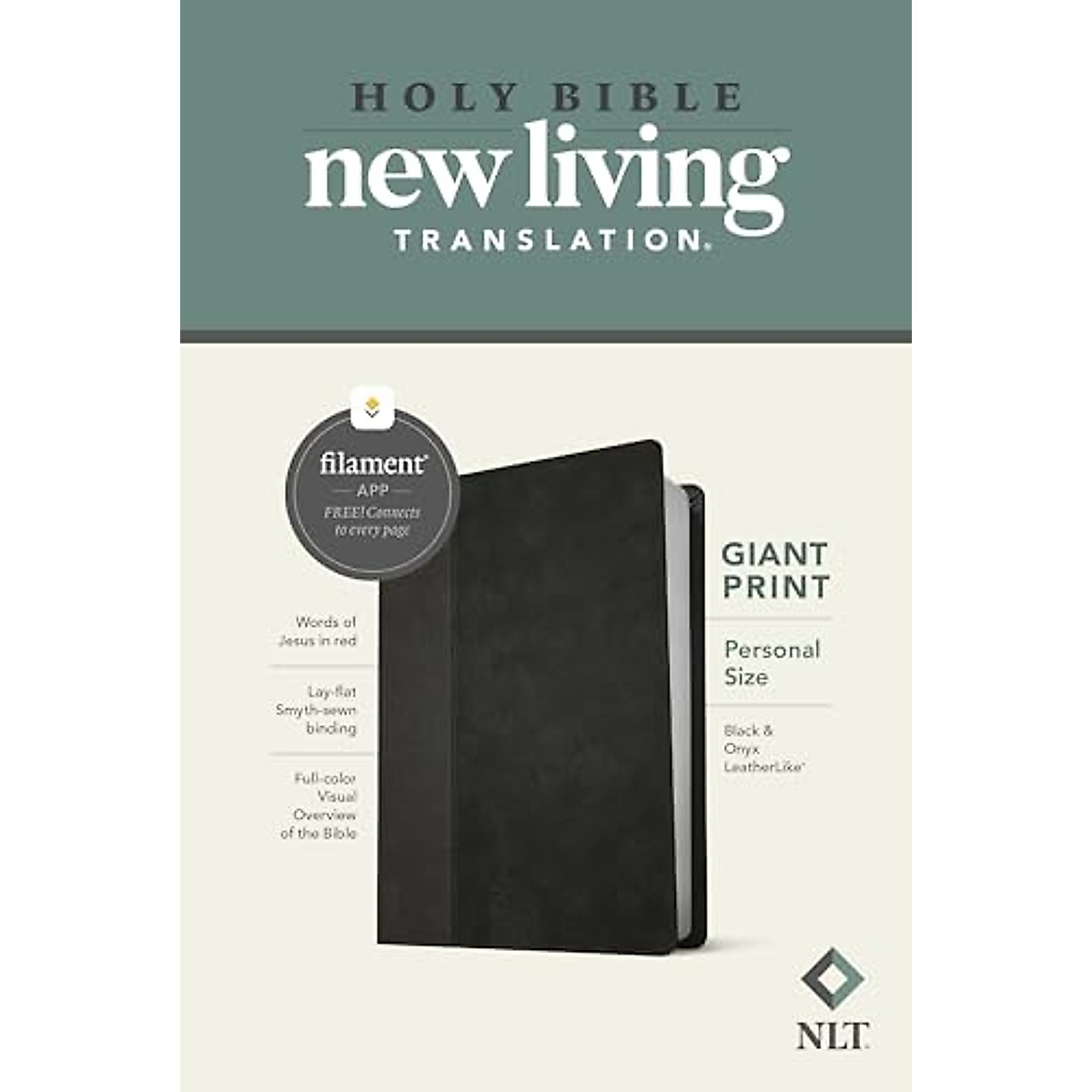 NLT Personal Size Giant Print Bible, Filament Enabled (LeatherLike, Black/Onyx, Red Letter): Includes Free Access to the Filament Bible App Delivering ... Notes, Devotionals, Worship Music, and Video