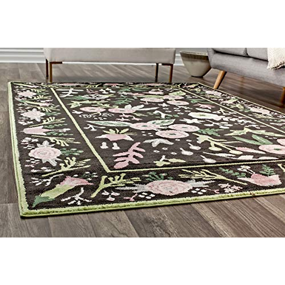 Rugs America Onyx & Pink Gardenias Transitional Rug Gardenia Pink Onyx VA30A 8'0"X10'0" Area Rug