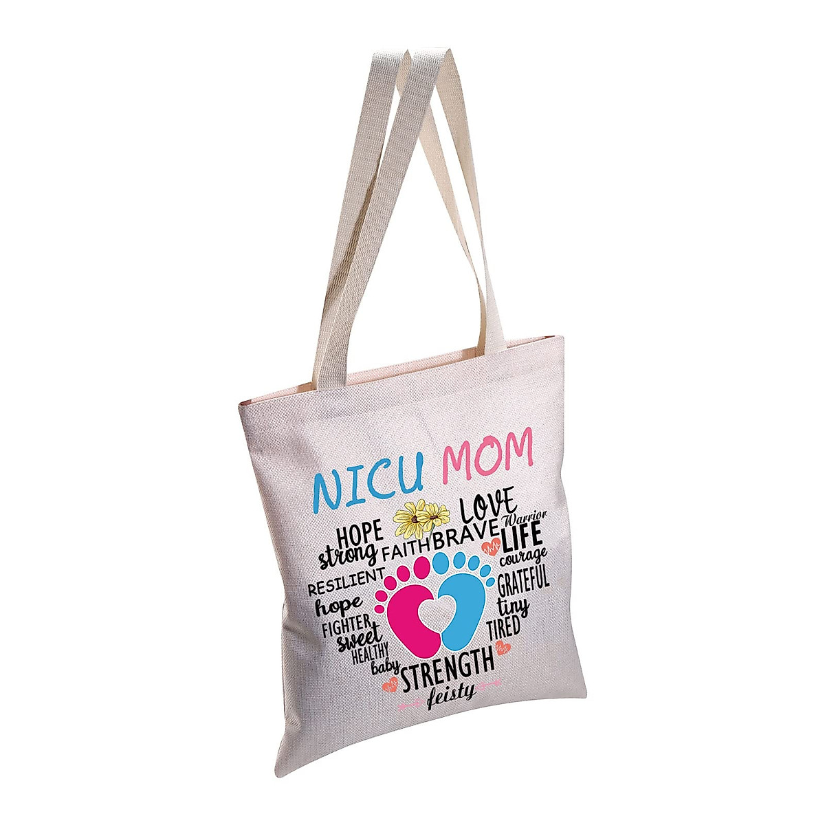 MBMSO NICU Mom Gifts Preemie Mom Gifts NICU Gifts for Mom Tote Bag NICU Awareness Gift for Mommy Premature Birth New Mom Gift (NICU MOM TB)