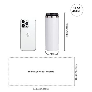 PYD Life Sublimation Tumblers Water Bottles 14 OZ White with Lid Stainless Steel Double Walled Coffee Tumblers Flasks for Tumbler Heat Press 4 Pack