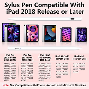 Stylus Pen for iPad with 15mins Fast Charging, Palm Rejection, Active Pencil Compatible with Apple iPad Pro 11&12.9" (2018-2022), iPad 10/9/8/7/6th Gen, iPad Air 3rd/4/5th Gen, iPad Mini 5/6th Gen