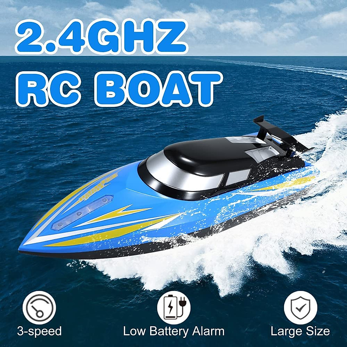 QIYHBVR RC Boats Remote Control Boat for Pools and Lakes 2.4 GHZ 20km/h RC Boats for Adults and Kids Fast RC Racing Boats for Kids and Adults Toys Gifts for Boys Girls