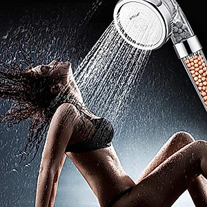 Nosame Shower Head, Filter Filtration High Pressure Water Saving 3 Mode Function Spray Handheld Showerheads 1.6 GPM for Hair & Skin