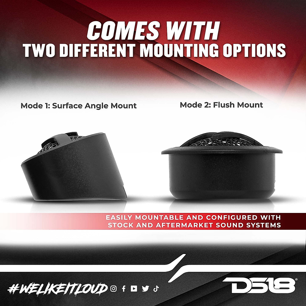 DS18 ZXI-T1 1.7 Inches Pei Dome Car Audio Tweeter with 1" Aluminum Voice Coil 100 Watts Peak 4 Ohms