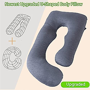 AMCATON 60 Inch Pregnancy Pillow for Sleeping, Extra Large U Shaped Body Pillow, Maternity Pillow for Pregnant Women (Light Grey)