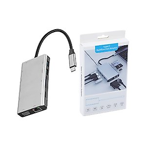 GIFZES USB Hub 3.0, USB C Adapter and 11-in-1 Docking Station, 11-in-1 USB C Hub Universal Type-C Adapter Dongle Mini Docking Station with 4 USB Ports SD/TF Card Reader VGA for MacBook Type-C Laptops