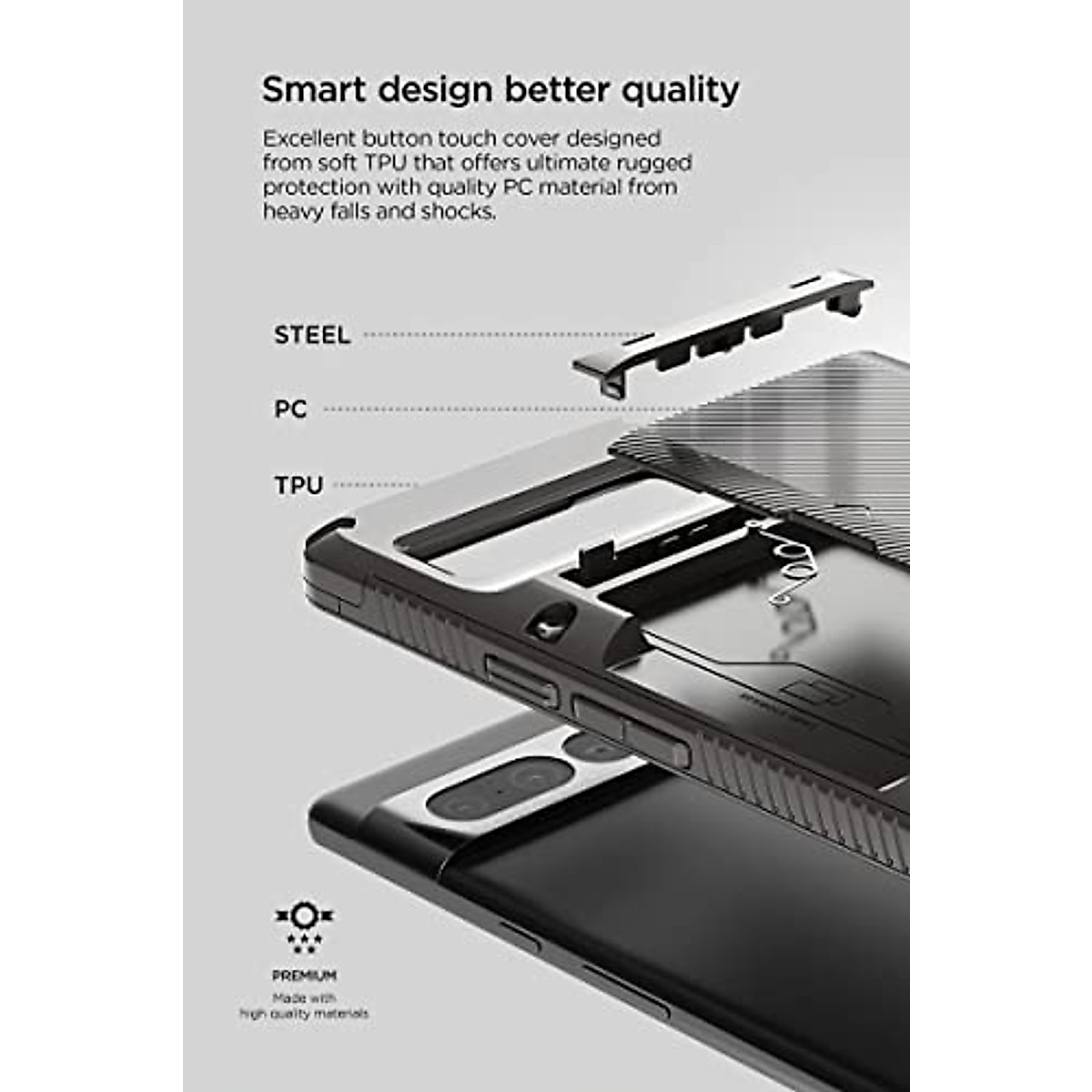 VRS DESIGN Damda Glide Pro Phone Case for Pixel 7 Pro, Sturdy Semi Auto Wallet [4 Cards] Case Compatible for Pixel 7 Pro Case (2022) (Groove Metal Black)