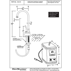 Westbrass D261H-12 10" Calorah 1-Handle Water Dispenser Faucet with Instant Hot Tank, 10-3/8", Oil Rubbed Bronze