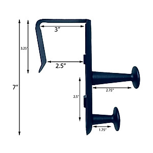 Tetra-Teknica Cubi-pro CWH03 Over-The-Panel Cubicle Partition Wall Garment Hanger with Double Posts, 2 1/2" - 3" Panels, Black