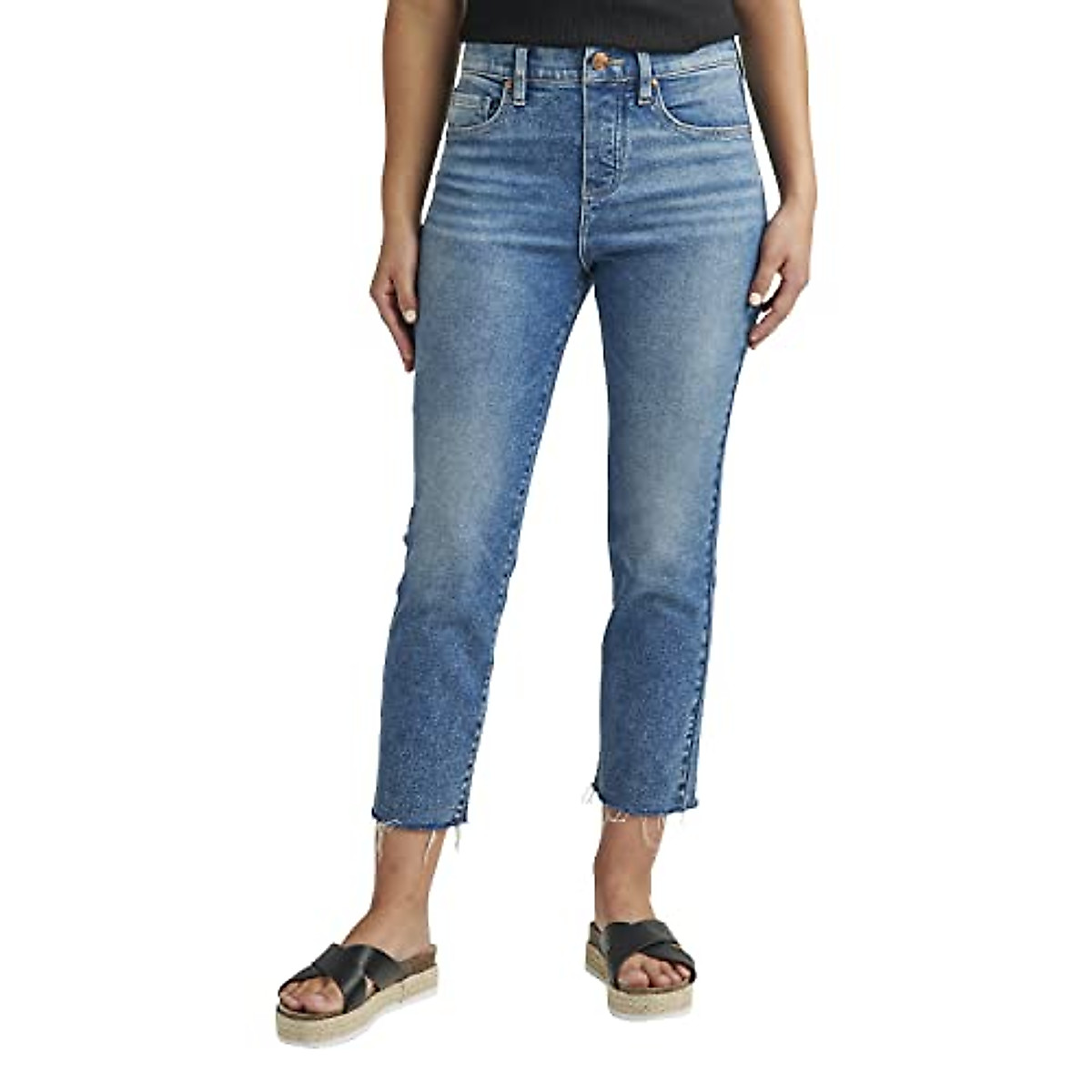 JAG Jeans Women's Valentina High Rise Straight Leg Pull-on Jeans-Legacy, Coastal Blue, 4 x 26L