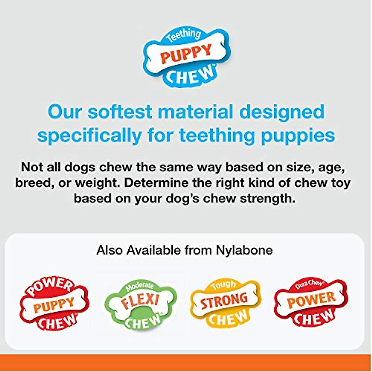 Nylabone Puppy Chew Toy Twin Pack - Puppy Chew Toys for Teething - Puppy Supplies - Medley & Chicken Flavor, X-Small/Petite (2 Count)