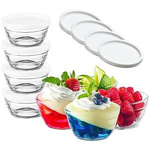 Durable 10-Piece Stackable Glass Bowl Set, Tempered Glass Prep Bowls, All Purpose Round Kitchen Serving Bowls, Salads, Cereal, Soup, Ice Cream, Pasta, Fruits, Everyday Bowls