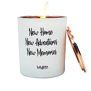 Scented Soy House Warming Candle – Glass Jar Candle Gift with 100% Organic Soy Wax & Fragrance Oil – New Home Decor for Women, Men, Couples, Meditation, Yoga, & More by LaLeena, 14 Oz., Jasmine Scent