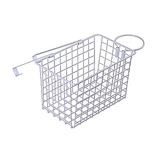 ARTIBETTER Hair Styling Tools Hair Dryer Holder Hair Tool Organizer Wall Mount Bathroom Storage Basket for Hair Dryer Flat Iron Curling Wand Brushes White Shampoo Shelf