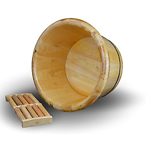 Solid Cedar Wood Foot Basin Tub Bucket for Foot Bath, Massage, Spa, Sauna, Soak, 16"